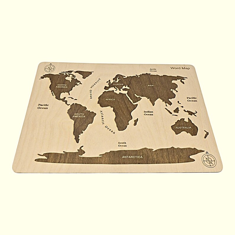 Mapa del mundo digital para corte láser / Diseño en madera de 40 x 28 ...