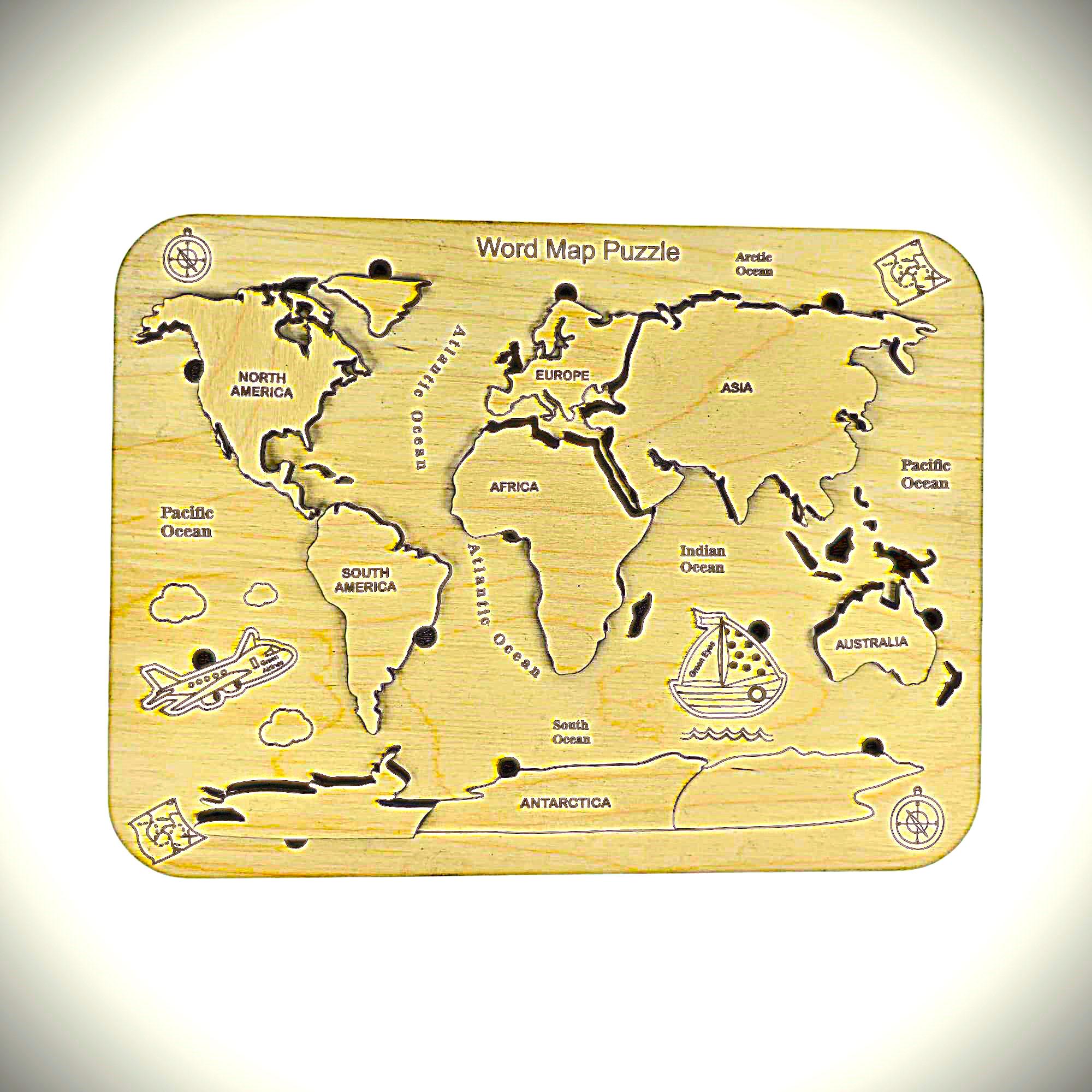 Wooden World Map Puzzle for Kids: Montessori Geography Toy (digital ...
