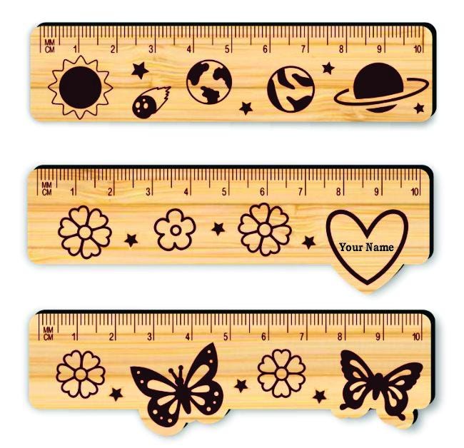 Personalized Wooden Ruler Set Custom Engraved School Supplies , Cdr ...