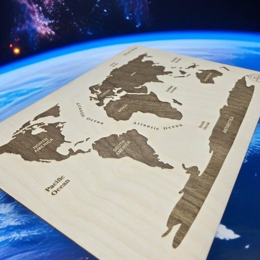 Wooden World Map Laser Cut Svg Dxf Cdr Ai – 3mm Plywood Wall Art ...