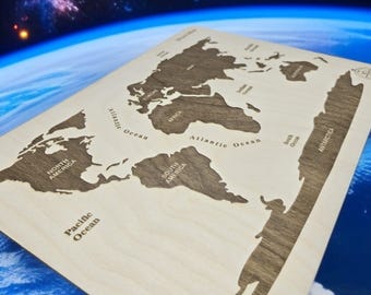Wooden World Map Laser Cut Svg Dxf CDR AI – 3mm Plywood Wall art ...