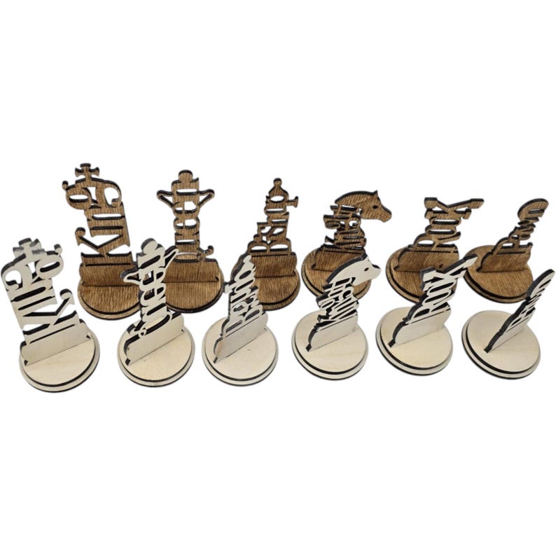 Text Chess Set Laser Cut Svg Dxf Cdr Ai – 3mm Plywood Board Game ...