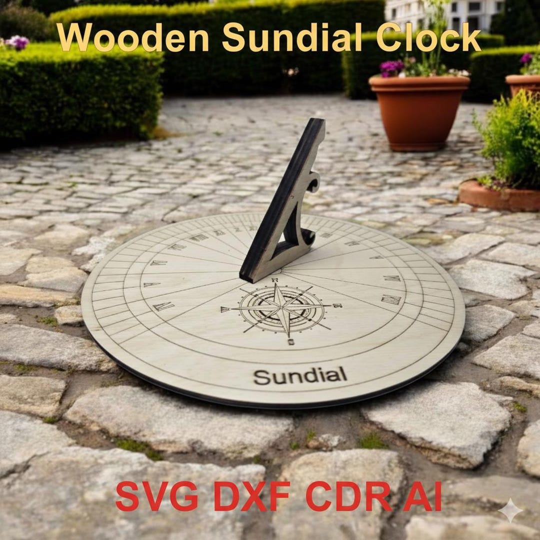Sundial SVG Laser Cut File: Wooden Compass Clock (digital Download) - Etsy
