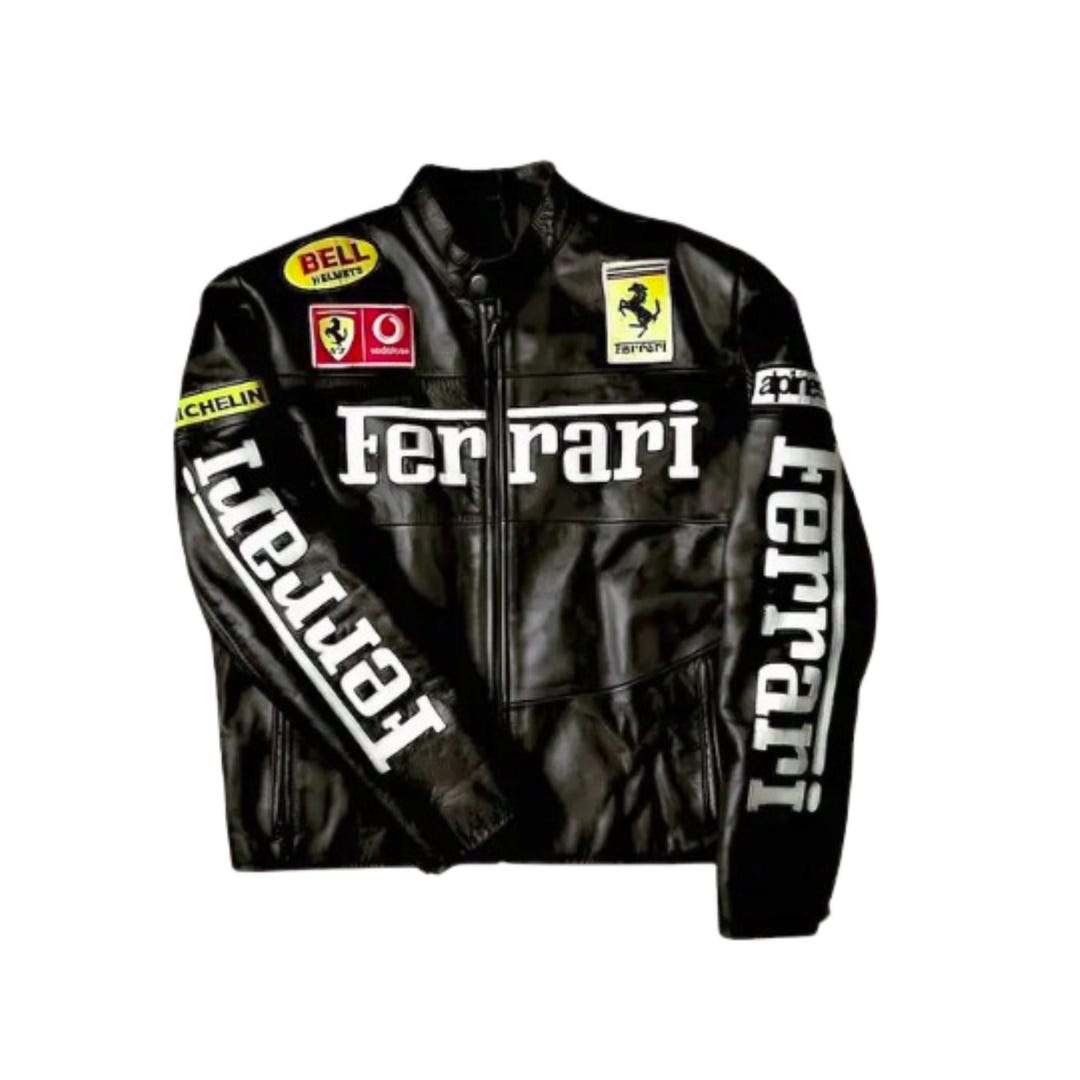 Ferrari Bomber Black Jacket | Ferrari Biker Jacket | Black Bomber | Men ...