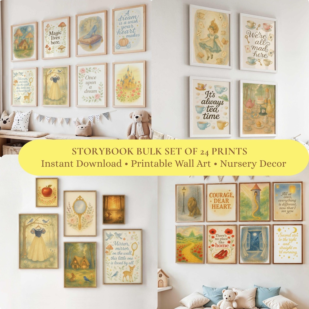 Storybook Nursery Wall Art Set | 24 Printable Storybook Prints ...