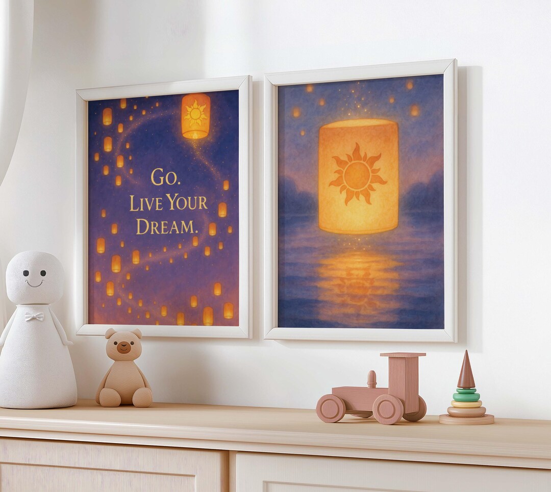 Rapunzel Lantern Wall Art Duo • Tangled Inspired Nursery Prints • Go ...