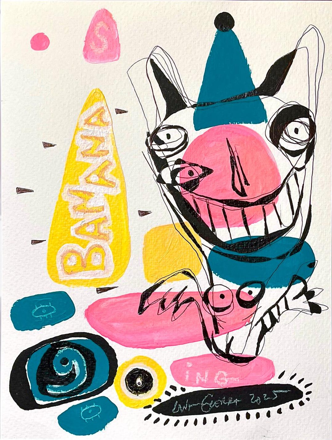 Abstract Portrait Art Print. Weird Animal Creature, Outsider Art ...