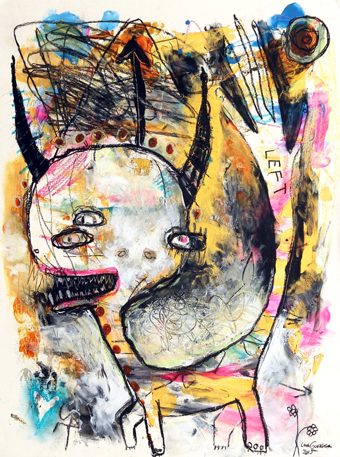 Abstract Animal Painting Art Print. Surreal Monster Art, Modern Art ...