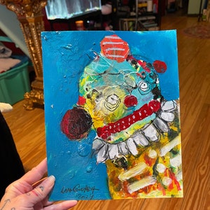 Textured Abstract Art Painting, Clown Figure, Office Wall Art, Art Brut ...