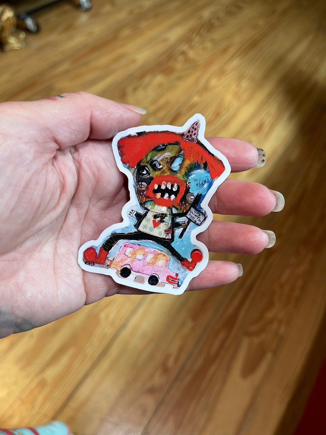 Creepy Cute Clown Girl Vinyl Sticker, Crude Things Art Brut Monster ...