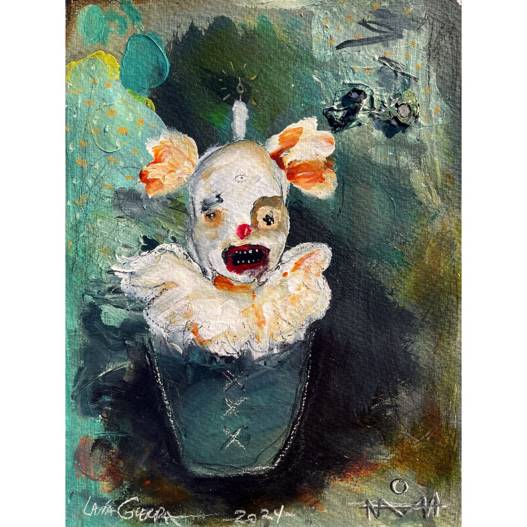 Dark Art Painting, Abstract Candle Clown Art, Goth Wall Art, Art Brut ...