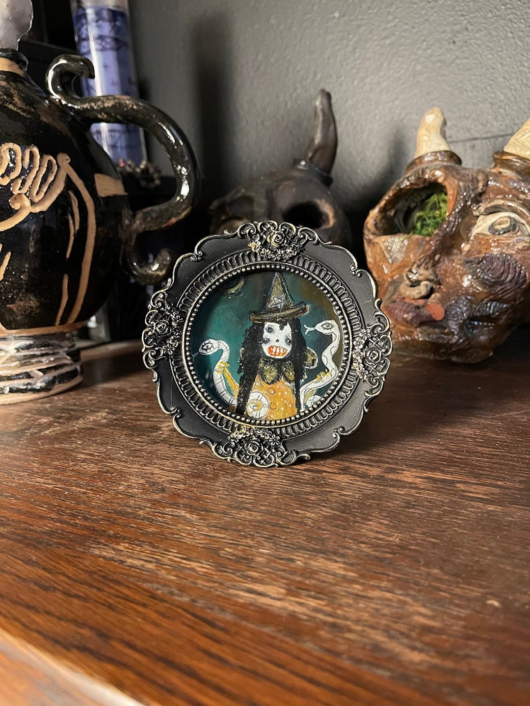 Snake Witch Painting, Miniature Dollhouse Painting, Dark Abstract Art ...