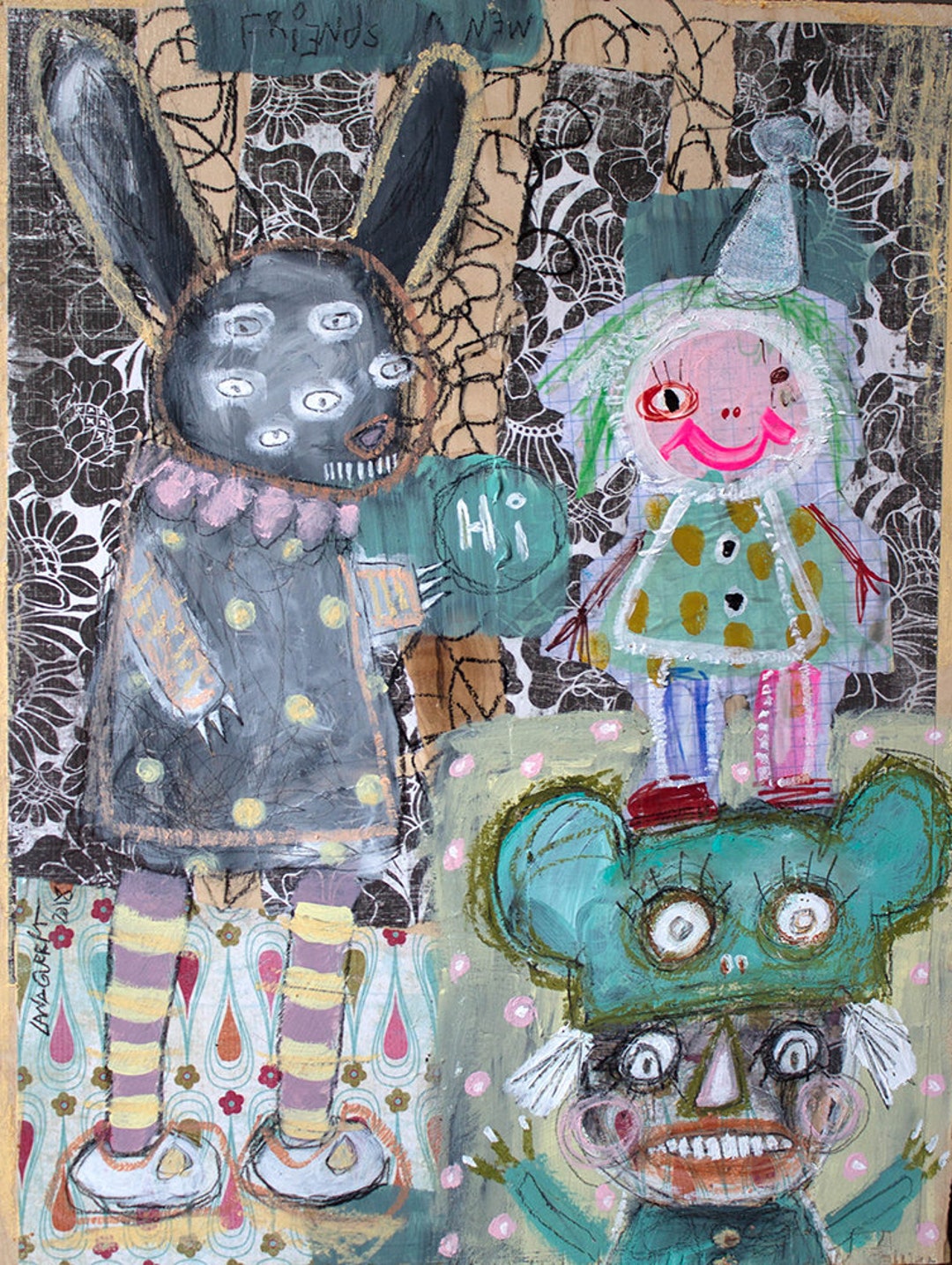 Abstract Birthday Bunny Art Print. Expressionist Art, Outsider Art ...