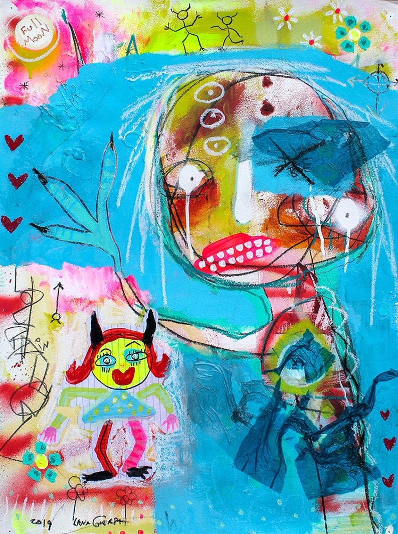 Abstract Portrait. Childlike Art Print Outsider Art Art - Etsy India