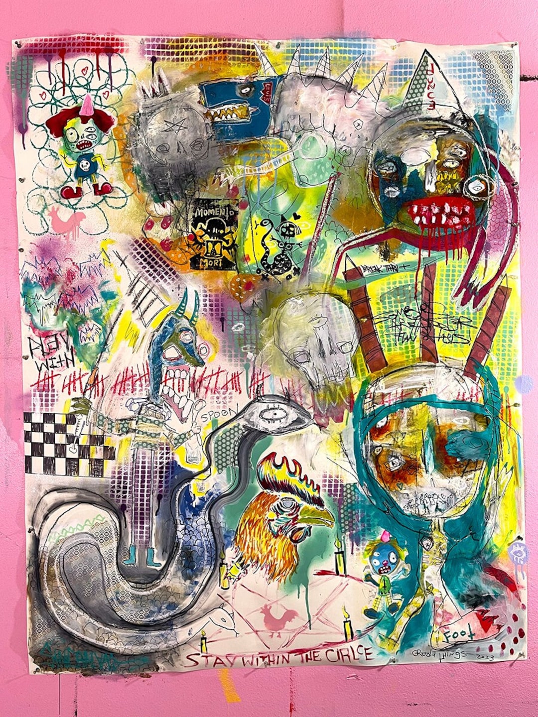 Large Outsider Art Painting, Insane Puzzle Scene, Dark Twisted Raw ...