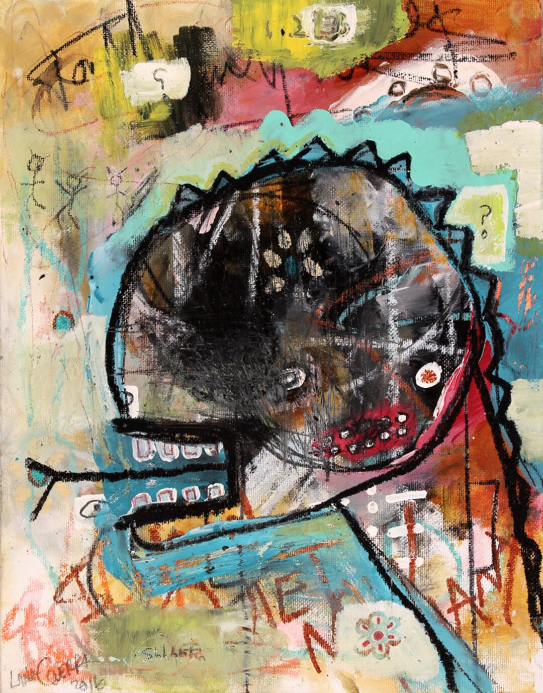 Surreal Monster Art Print. Art Brut, Colorful Wall Art, Graffiti Like ...