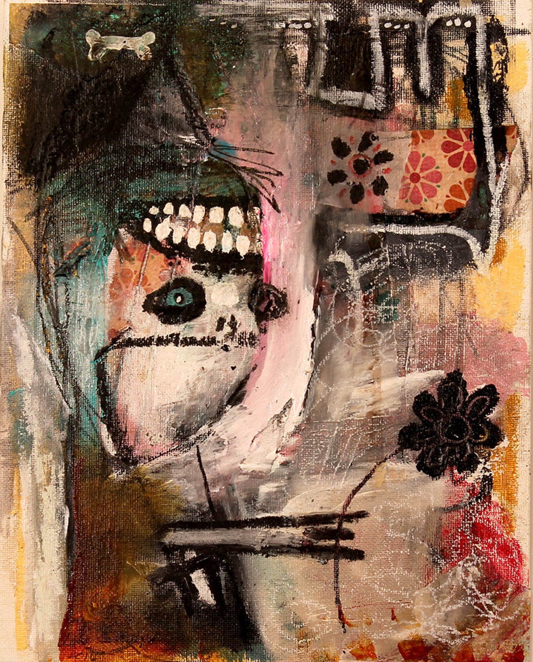 Dark Art Print. Raw Art, Abstract Portrait, Childlik Art, Modern Art ...