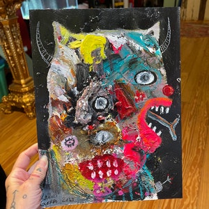Abstract Art Painting, Dark Art Devil Textured Outsider Art, Art Brut ...