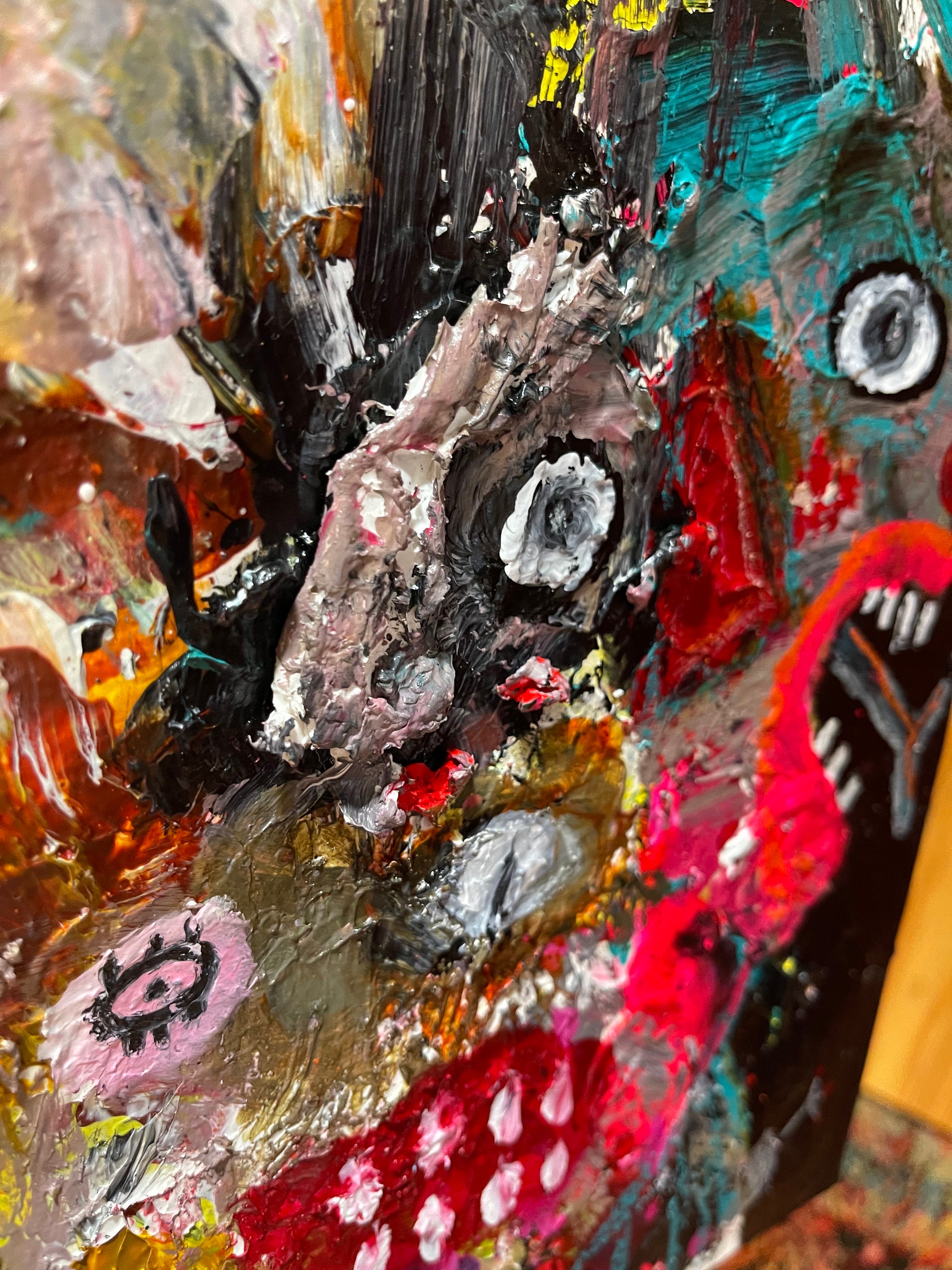 Abstract Art Painting, Dark Art Devil Textured Outsider Art, Art Brut ...