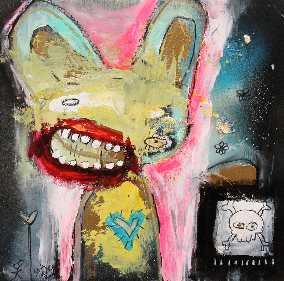 Abstract Bunny Art Print. Outsider Art, Artbrut, Colorful Wall Art ...