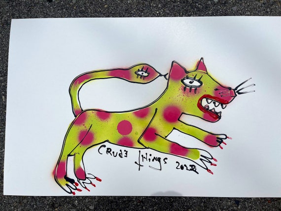 Snake Tail Cat Painting New Orleans Graffiti Art Poster - Etsy