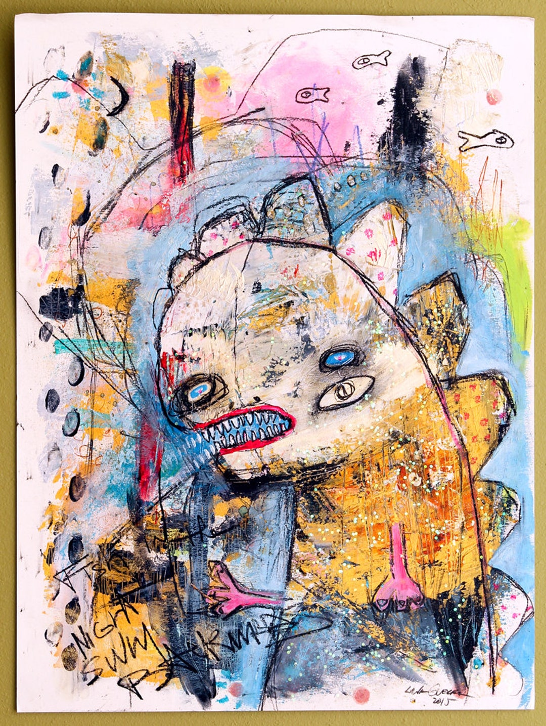 Abstract Painting Art Print. Surrealism Monster Art, Modern Art Print ...