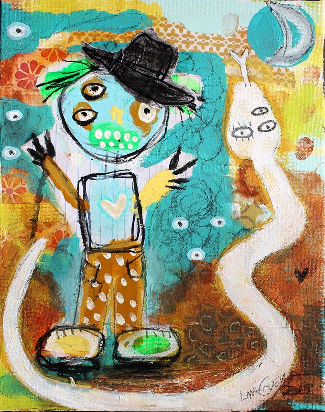 Cute Childlike Art Print. Kids Room Wall Art Gift, Abstract Figure ...