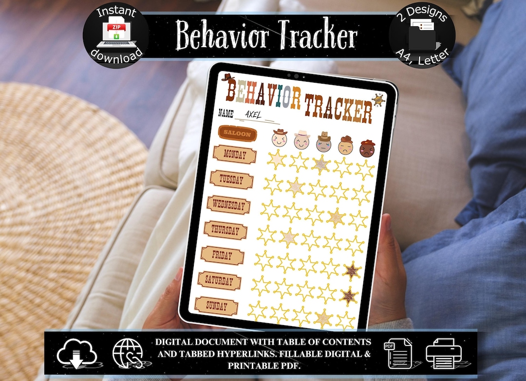 Behavior Tracker for Kids | Printable Reward Chart | Editable Behavior ...