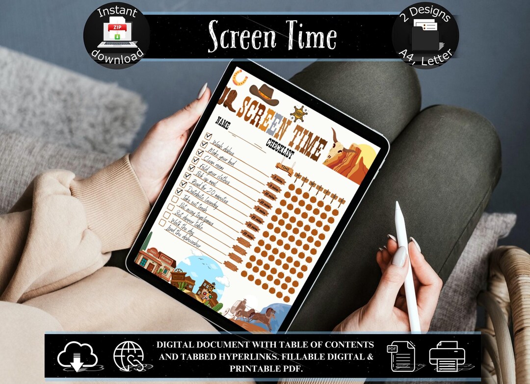 Screen Time Chart for Kids | Printable Tracker | Editable Schedule ...