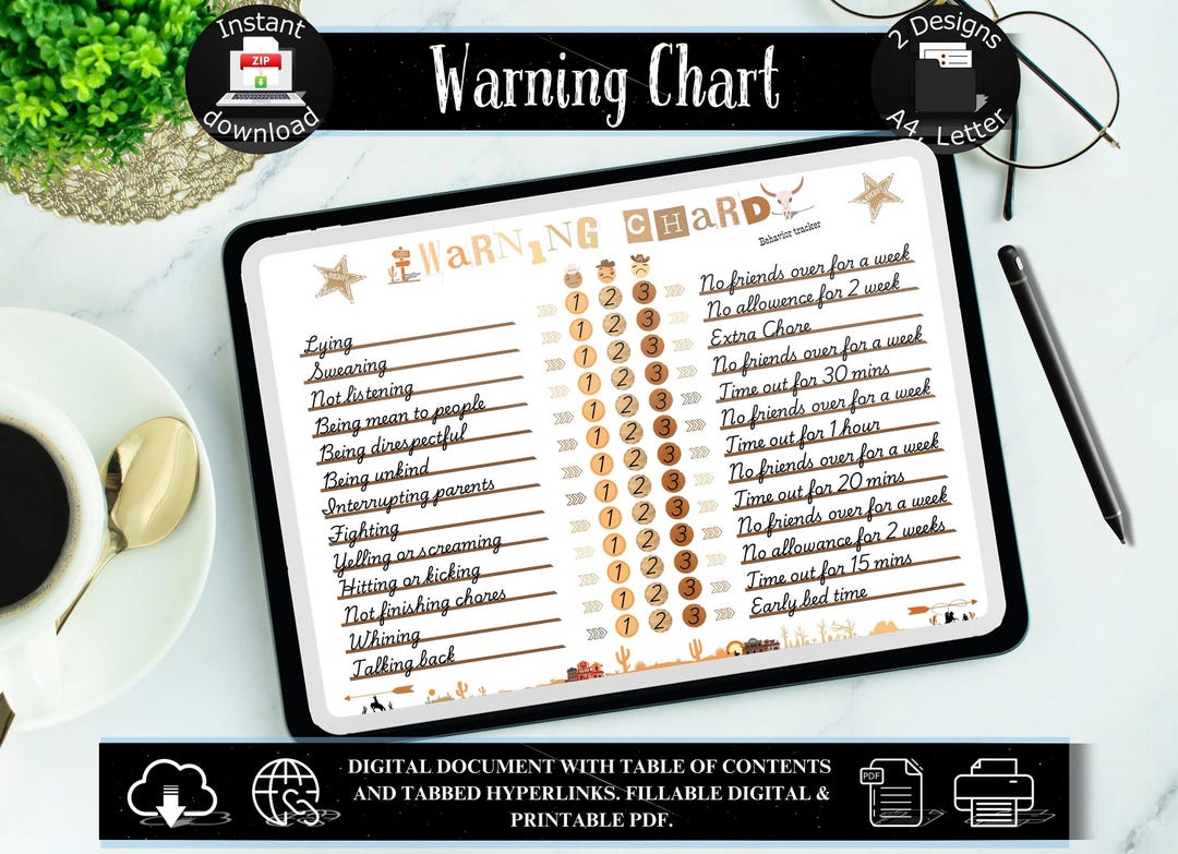 Behavior Warning Chart for Kids | 3 Strikes Consequences Tracker ...