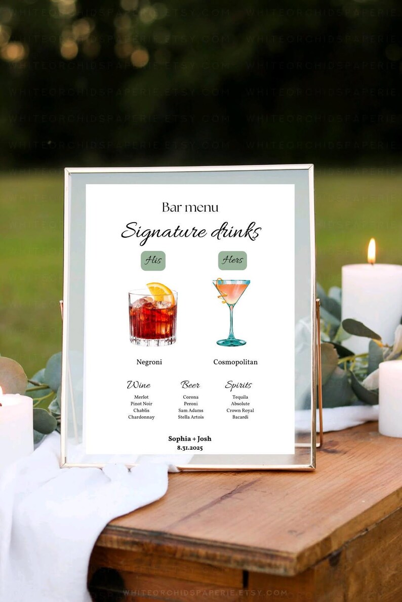 Bar Menu Template, Modern Editable Drink Menu, Printable Bar Menu, 3000 ...