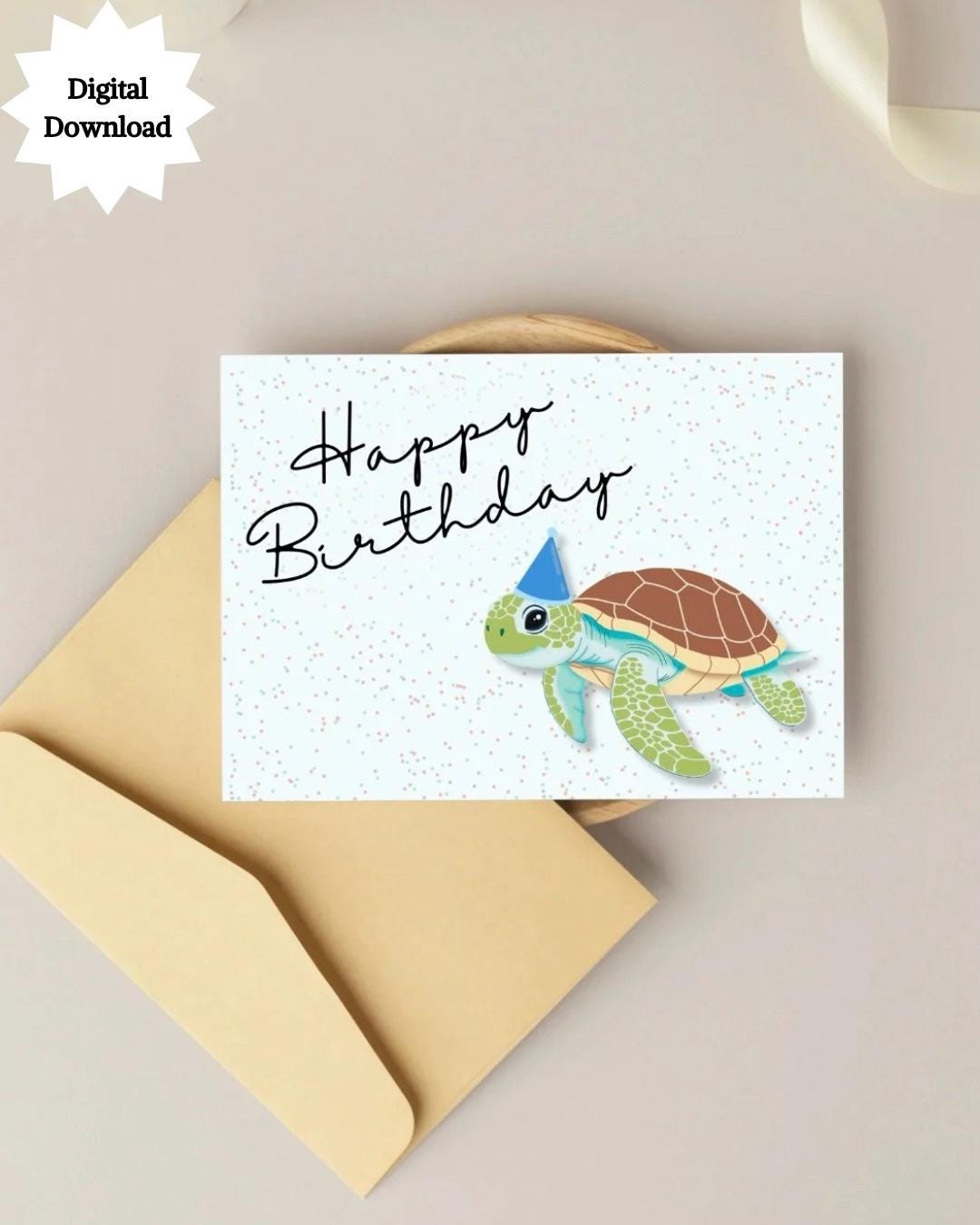 Sea Turtle Printable Birthday Card | Digital Printable Birthday Card ...