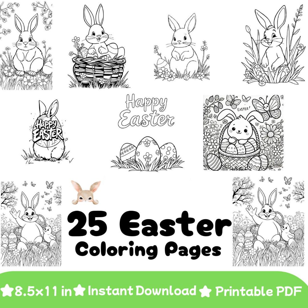 25 Easter Bunny Coloring Pages for Kids, Toddlers & Preschoolers ...