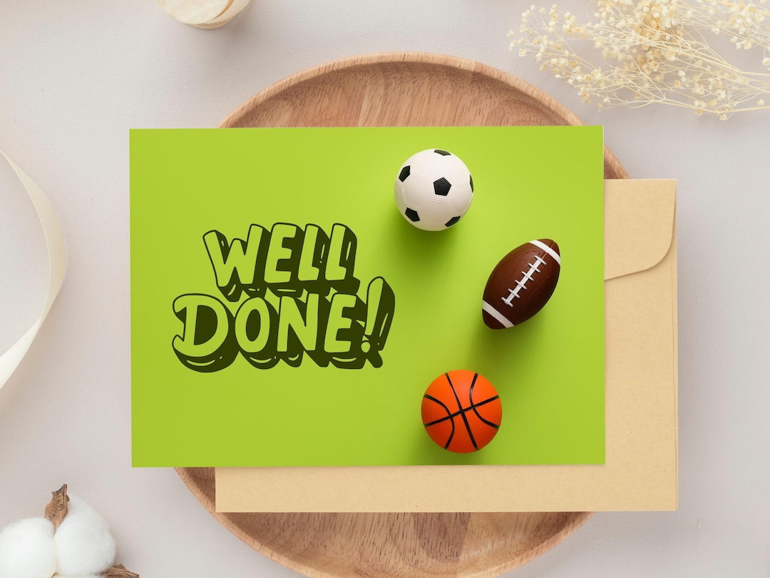 Well Done Sports Congratulations Card: Team Win, Graduation (PDF, JPG ...
