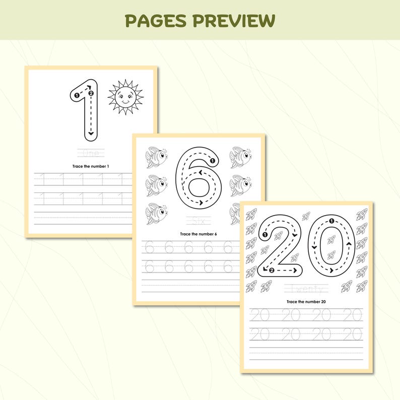 20 Number Tracing Worksheets 0–20 | Preschool Printable Workbook | Kids ...