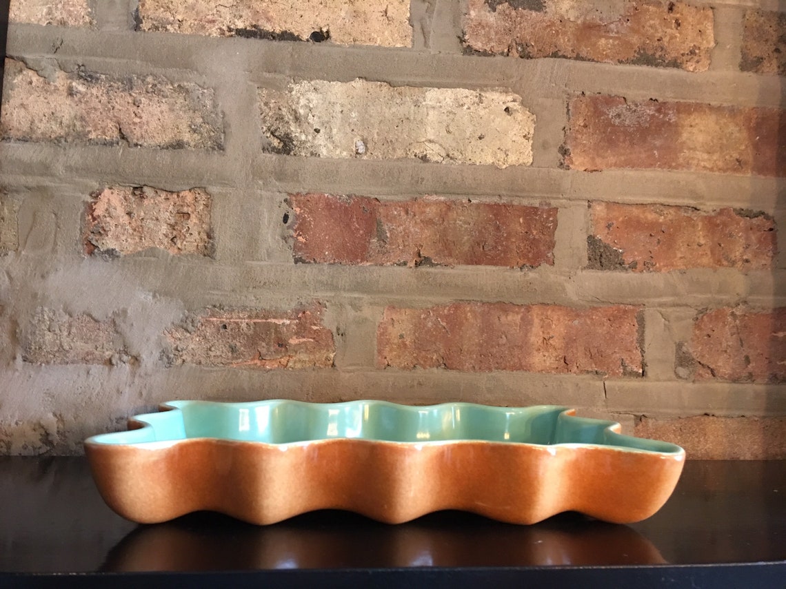 Catalina Pottery Tray Peach Turquoise Scallop Tray 2 Color Tray Color ...