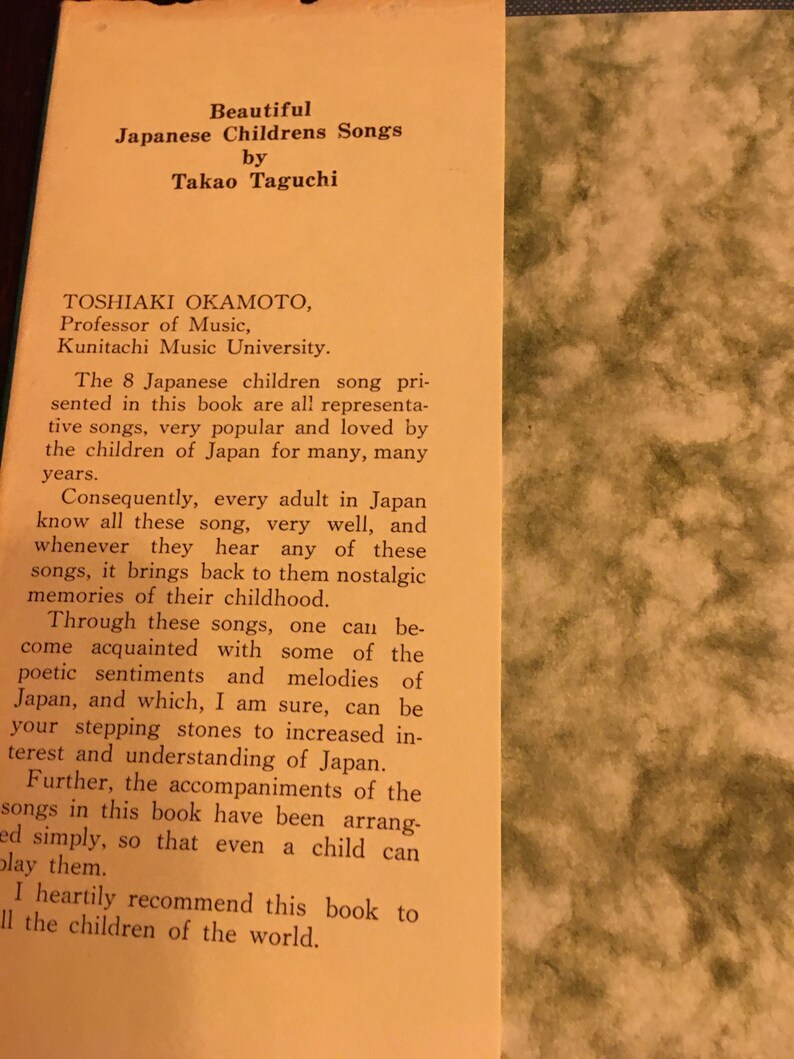 Takao Taguchi 1963 Beautiful Japanese Children's Songs Book Has Sheet ...