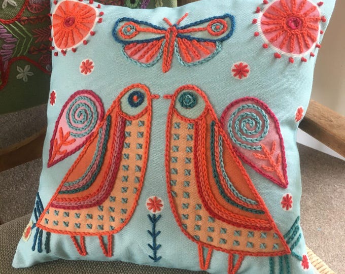 Nancy Nicholson Embroidery Kit: Two Hens Cushion - Etsy