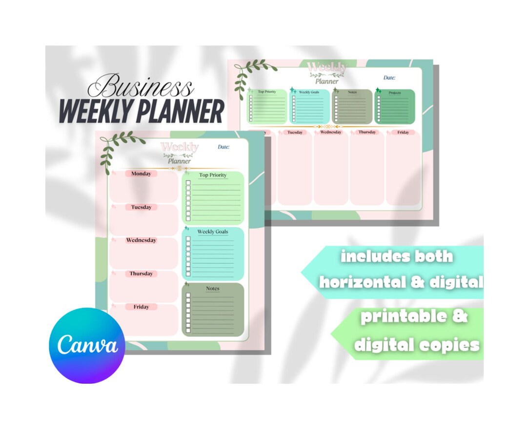Printable Weekly Office Planner: Daily Workday Agenda, Time Blocking ...