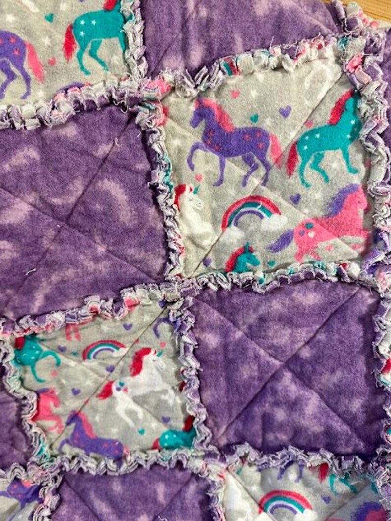 Unicorn Baby Rag Quilt 36" X 36" Crib Size - Etsy