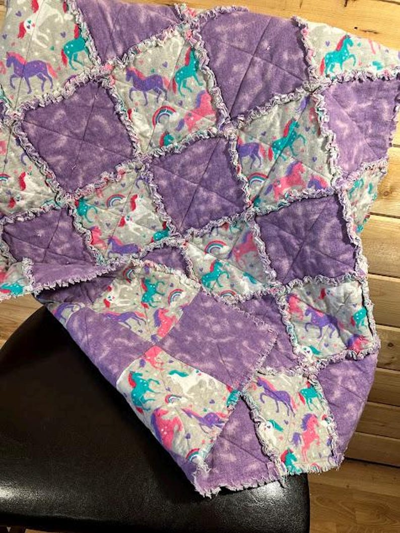 Unicorn Baby Rag Quilt 36" X 36" Crib Size - Etsy