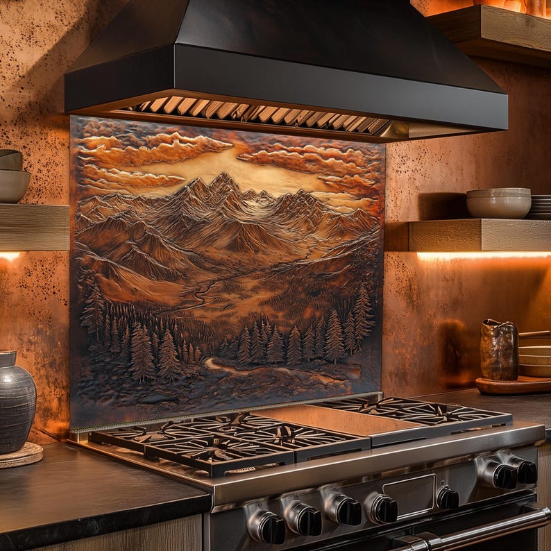 Mountain Landscape Tempered Glass Kitchen Backsplash: Heat Resistant - Etsy