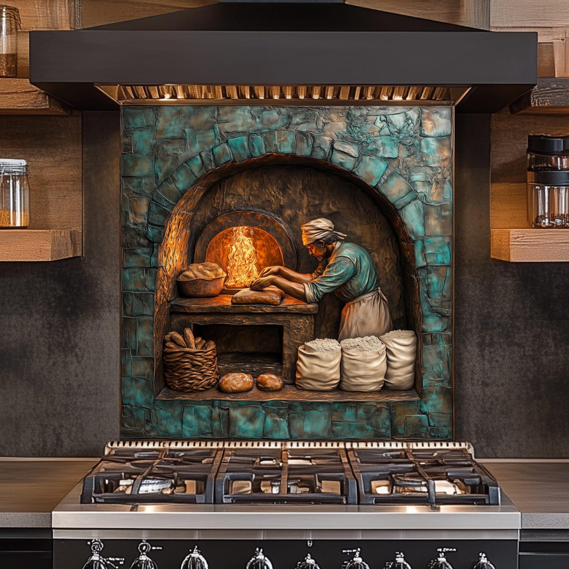 Stone Baker Backsplash for Kitchen, Loaf Bread Kitchen Backsplash ...