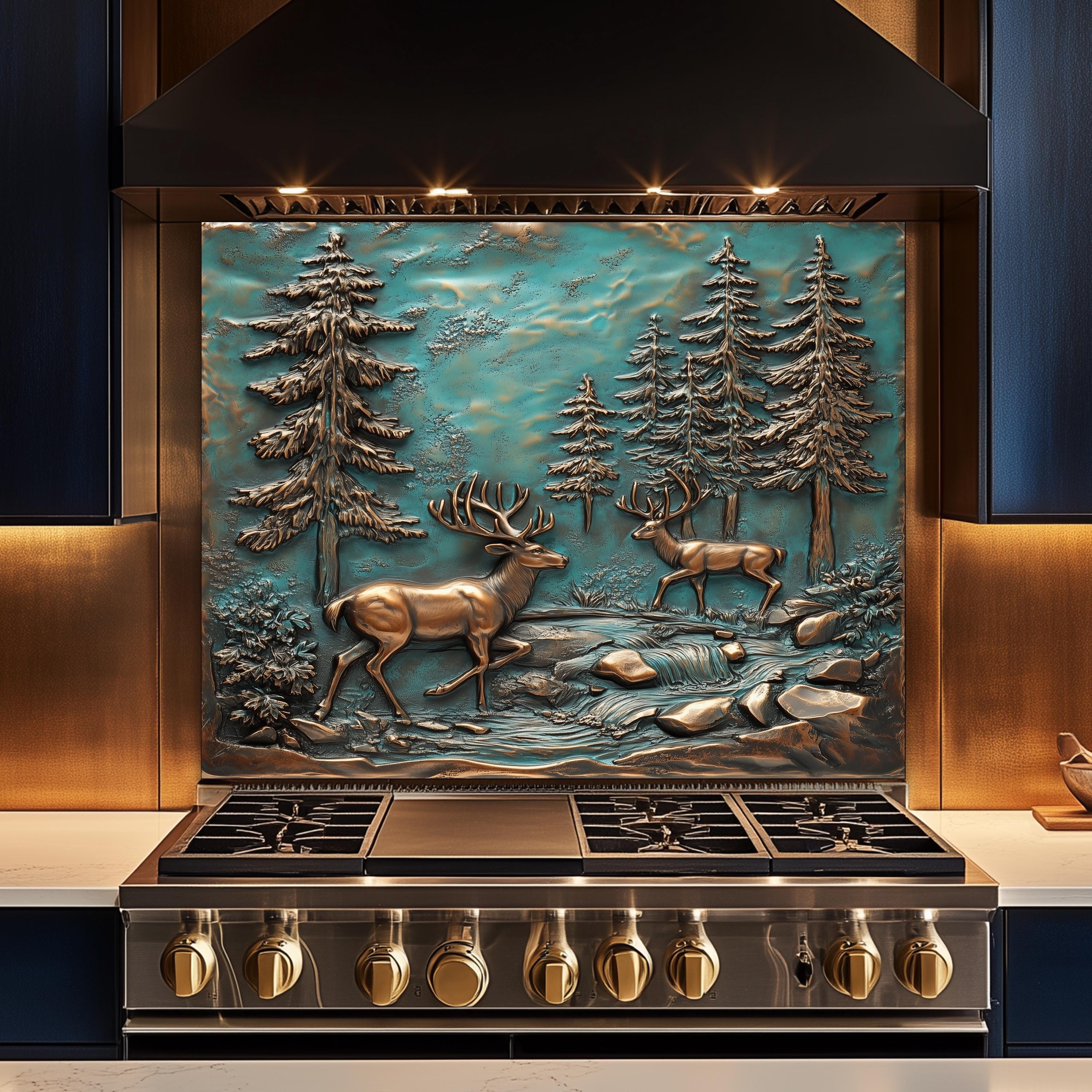 Deer Forest Tempered Glass Kitchen Backsplash: Heat Resistant Stove ...