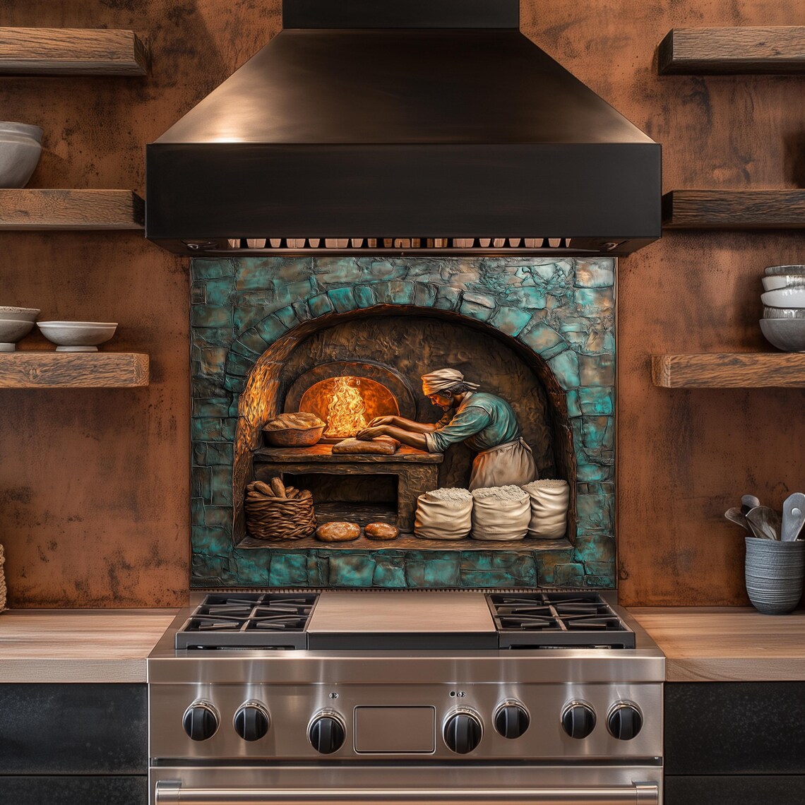 Stone Baker Backsplash for Kitchen, Loaf Bread Kitchen Backsplash ...