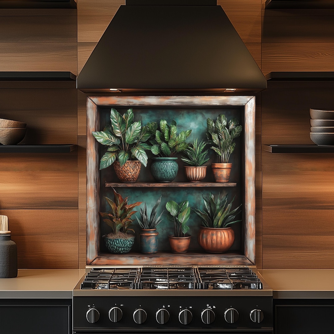 Flowers in Pots Backsplash for Kitchen, Flowers Kitchen Backsplash ...