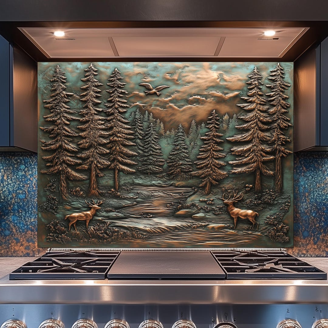 Deer Forest Kitchen Backsplash: Tempered Glass Stove Splashback - Etsy