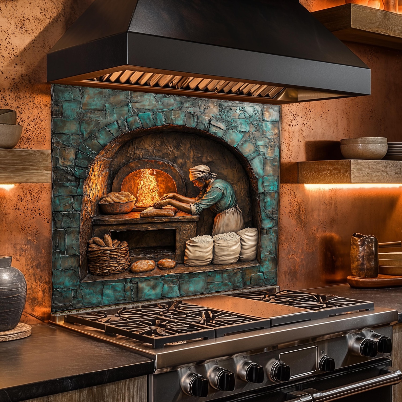 Stone Baker Backsplash for Kitchen, Loaf Bread Kitchen Backsplash ...