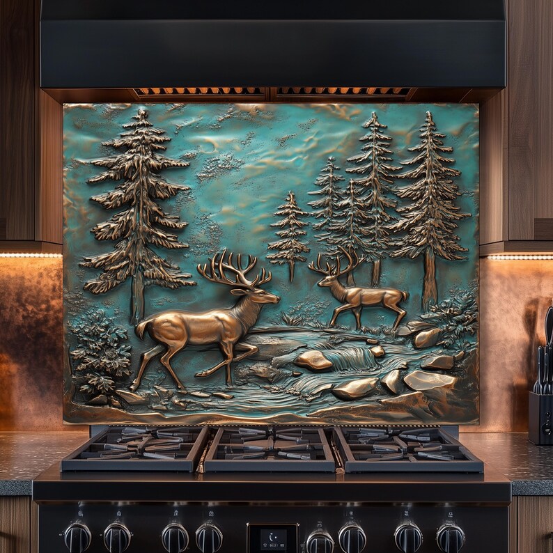 Deer Forest Tempered Glass Kitchen Backsplash: Heat Resistant Stove ...