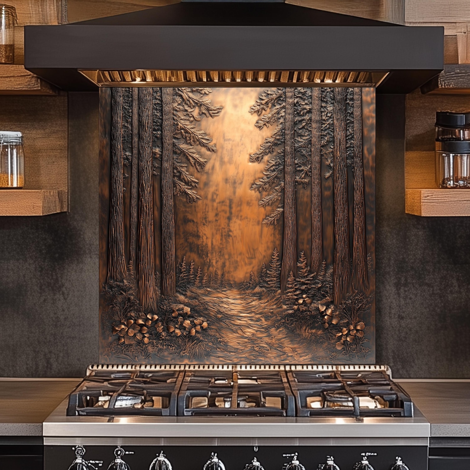 Forest Path Backsplash for Kitchen, Pine Tree Scene Kitchen Backsplash, Unique Stove Splashback ...